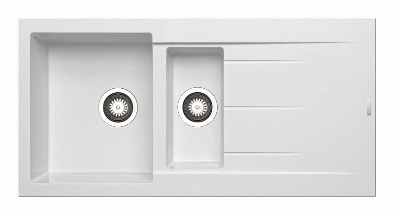 PYRAMIS Einbauspüle ALAZIA (100x50 cm) 1 1/2B 1D Pyragranite weiß ...