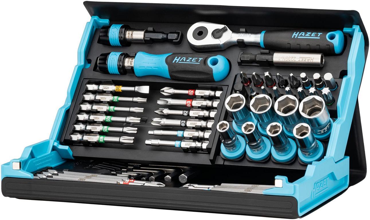 Hazet SmartCase Bit Satz Sechskant massiv 63 Vierkant hohl 63 mm Schlitz Profil Kreuzschlitz ...
