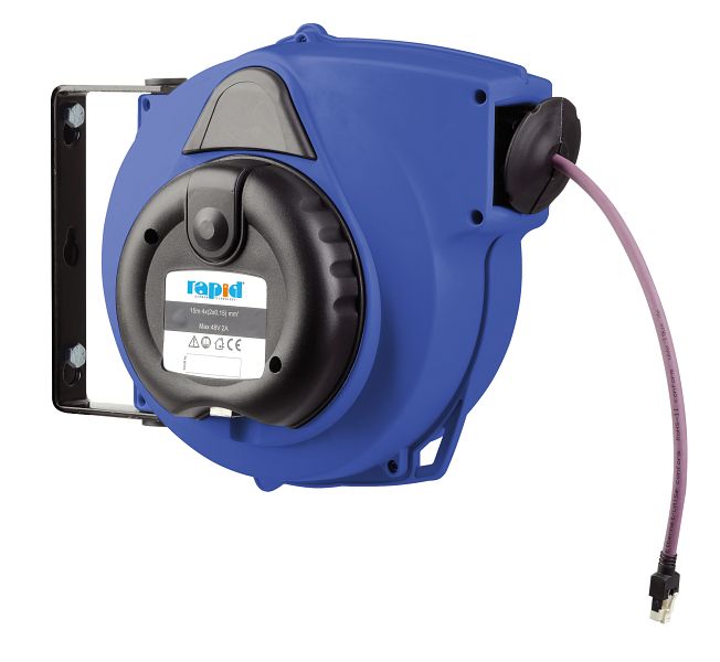 Rapid Automatischer Kabelaufroller mit 15 m LAN-Kabel zur Wand- oder ...