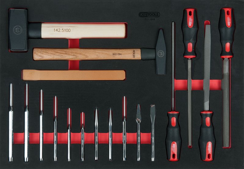 KS Tools Feilen- Meißel- und Hammer-Satz 18-teilig in 1/1 Systemeinlage ...
