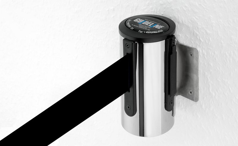 RS-GUIDESYSTEMS Absperrband Wandmontage mit Gurt Gehäuse: Chrom / Gurt ...