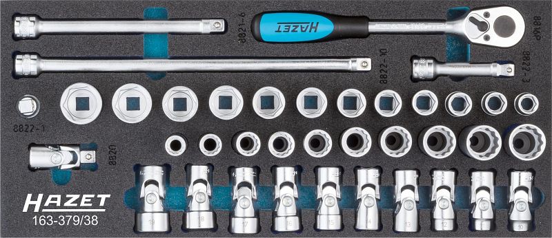 Hazet Steckschlüssel Satz Vierkant hohl 10 mm Außen-Doppel-Sechskant-Tractionsprofil Außen ...