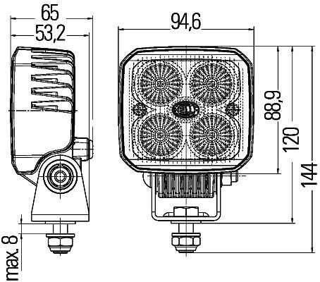 HELLA LED-Arbeitsscheinwerfer Q90 compact 12/24V 1200lm geschraubt ...