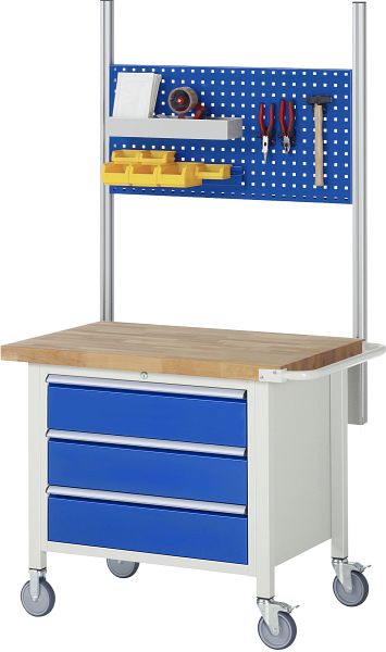 RAU Fahrbare Werkbank 8000 - Modell 8255 B1000 x T700 x H880-1080 mm Unterbau-Container B770 x ...