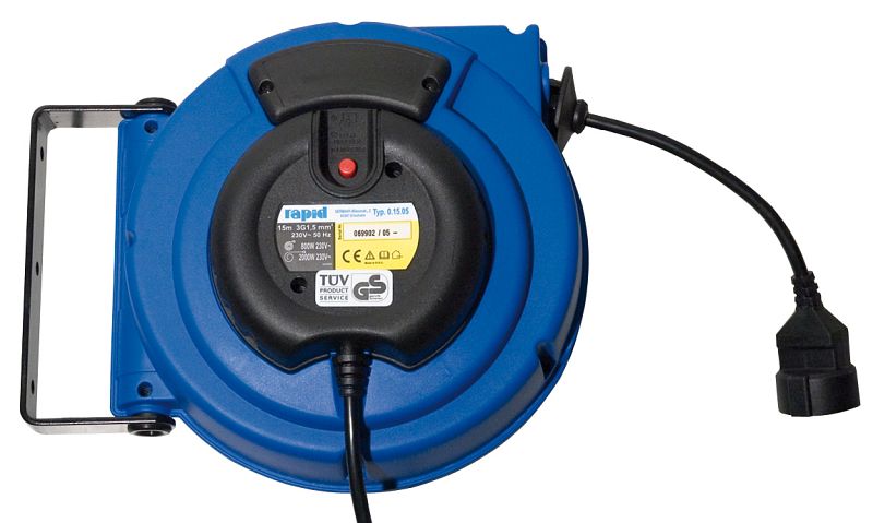 Rapid Automatischer 230 V~ Kabelaufroller mit 15 m Kabel zur Wand- oder ...
