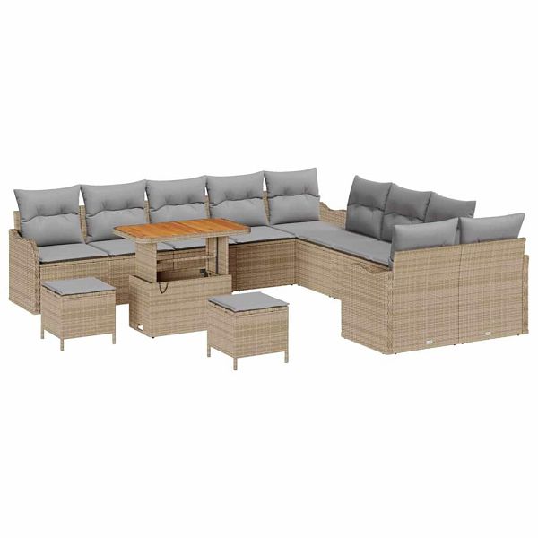 vidaXL Garten-Sofa-Set 13-teilig Beige und Hellgrau 90 x 55 x 71 cm ...