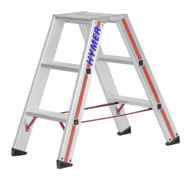 HYMER Stufenstehleiter beidseitig begehbar 2x3 Stufen Länge 077 m Standhöhe: 022 m 802406 ...