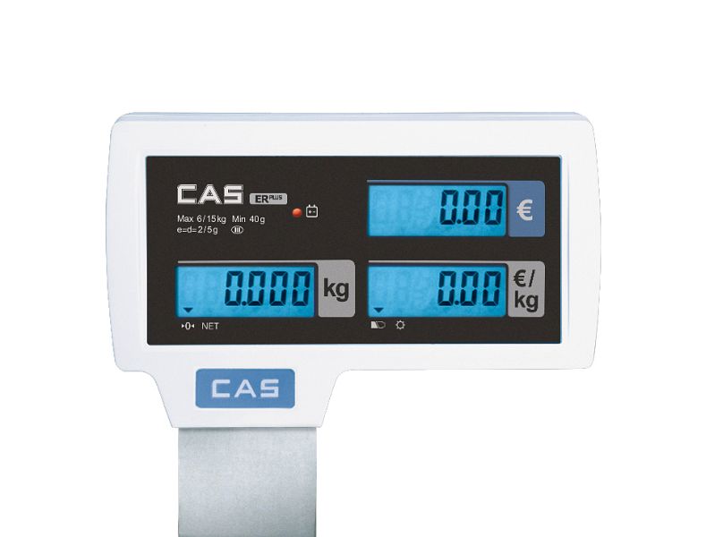 CAS Ladenwaage ER Plus mit Preisrechenfunktion und Hochanzeige Geeicht Wägebereich max. 6 kg ...