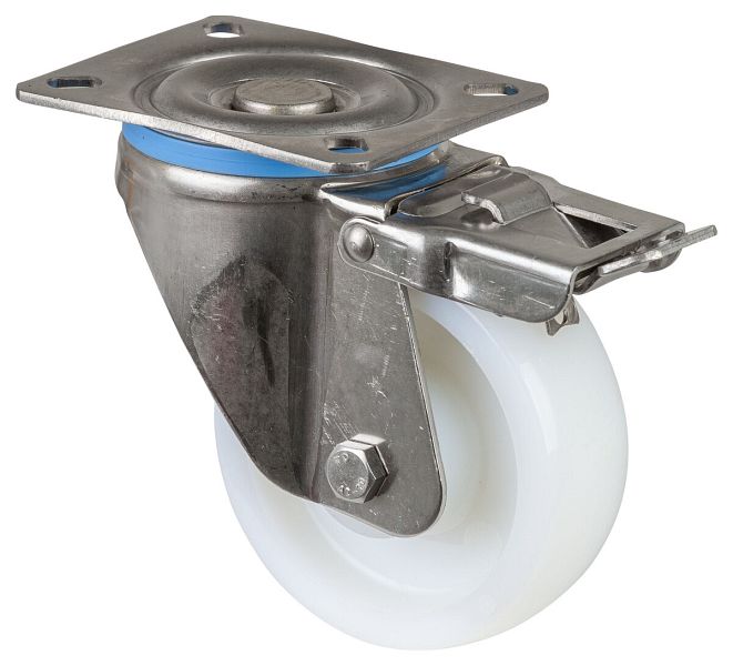 BS Rollen Edelstahl-Schwerlastrolle Lenkrolle mit Feststeller Edelstahl ...
