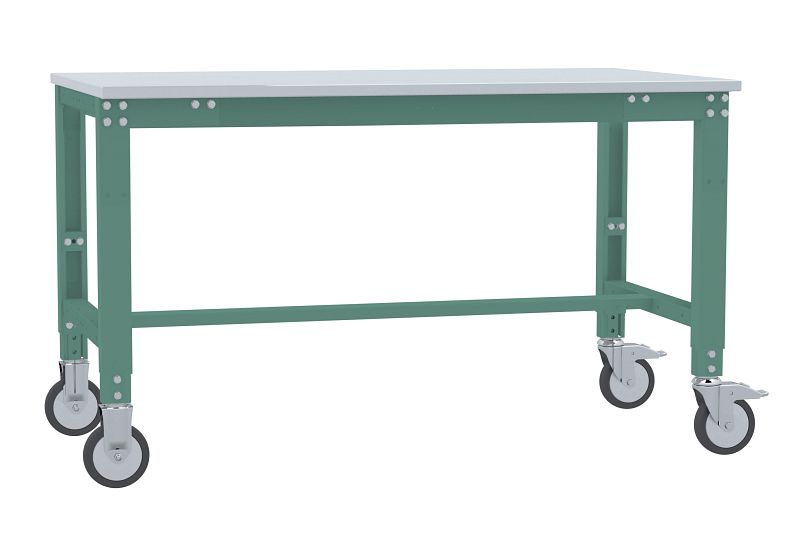 Manuflex Arbeitstisch UNIVERSAL Spezial mobil mit Melaminplatte BxTxH = 1500 x 1000 x 752-972 mm ...