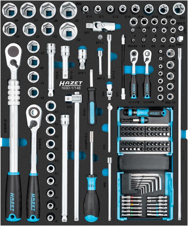 Hazet Steckschlüssel Satz 148-teilig 15 – 32 E4 – E24 PH1 – PH3 PZ1 – PZ3 T10 – T20 163D-1/148 ...