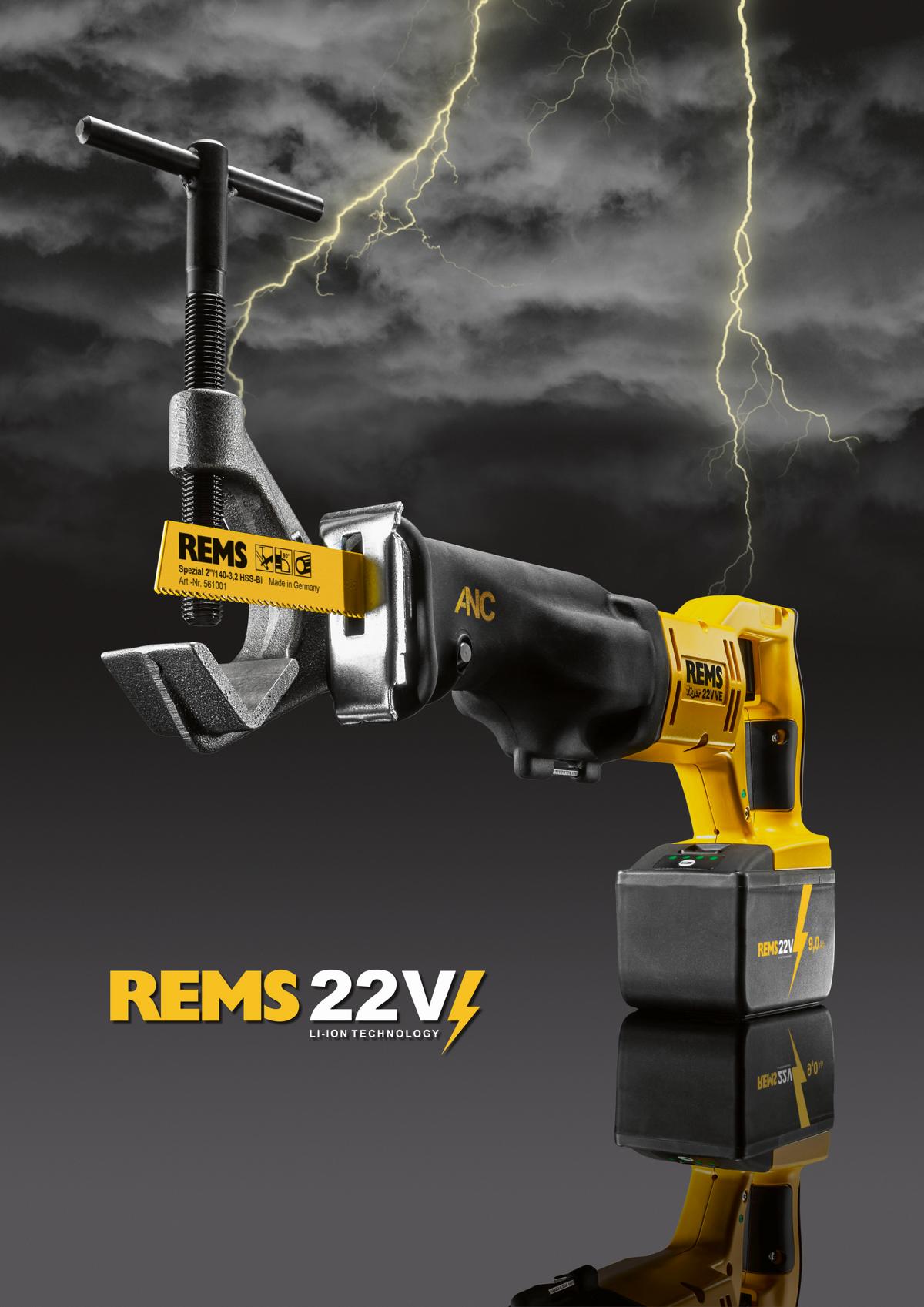 REMS Akku-Rohr-Säbelsäge mit Vario-Elektronik Tiger 22V VE Set 560053 ...