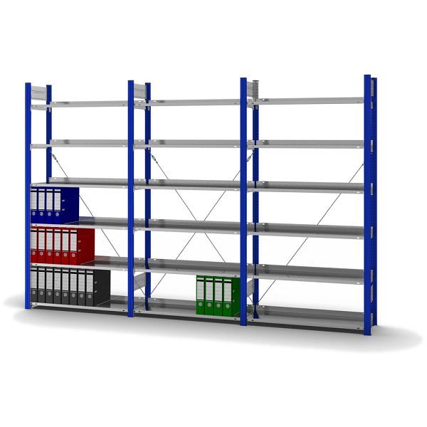 hofe Akten-Anbauregal 2000x300x1000 mm 6 Ebenen für 72 Ordner verzinkt ...