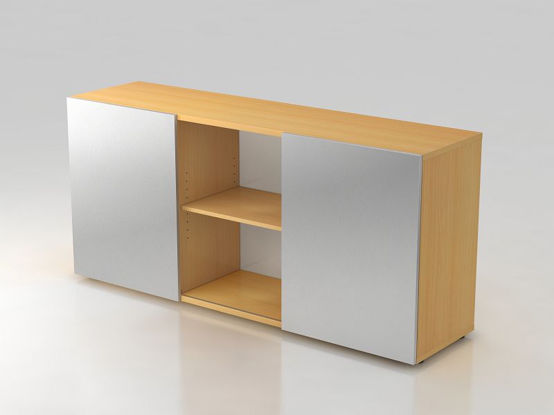 Hammerbacher Sideboard 2OH mit Schiebetüren Buche/Silber 160x42x748 cm ...