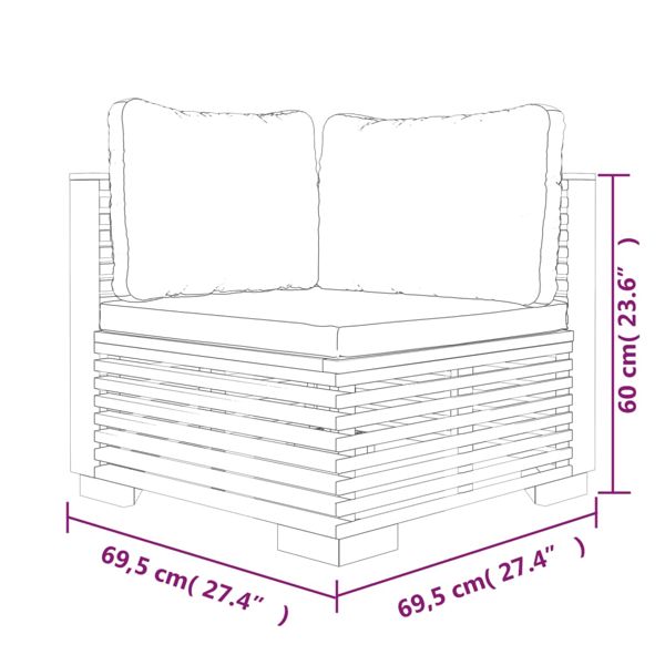 vidaXL 5-tlg. Garten-Lounge-Set mit Kissen Massivholz Teak 3100869 ...