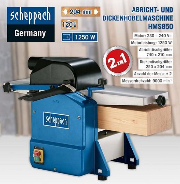 Scheppach Abricht- und Dickenhobel HMS850 - 220-240V 50Hz 1250W ...