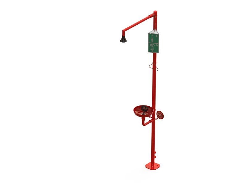 BROEN-LAB Körperdusche mit Betätigung mit fest montierter Augendusche ...