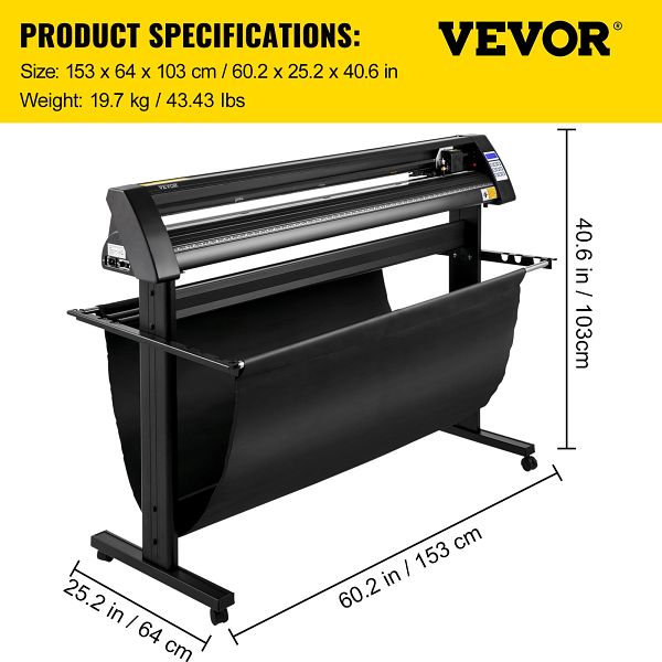 VEVOR Vinyl Schneideplotter 1350 mm Folienschneider max. Schnittstärke ...