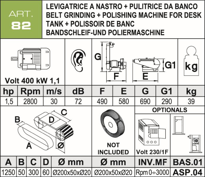 Aceti Bandschleif- und Poliermaschine Schleiftisch 60 x 300 mm Aceti ...